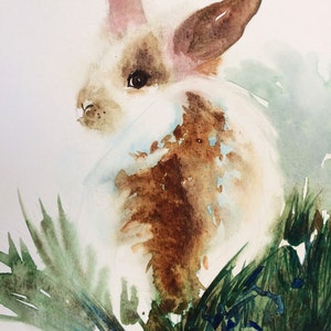 Watercolor Bunny Print, Rabbit Art, Nursery Baby Shower Gift, Girl's ...