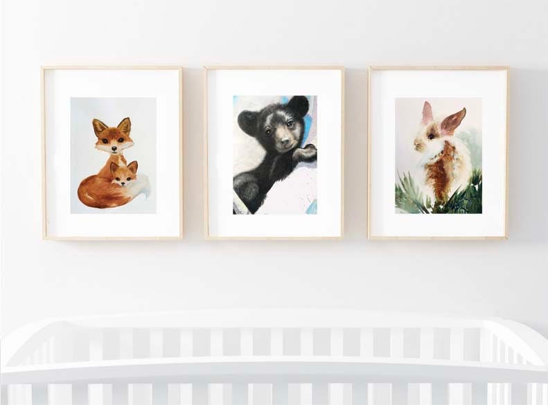 Giclee Bear Cub Print, Color Pencil Drawing, Nursery Wall Art - Etsy