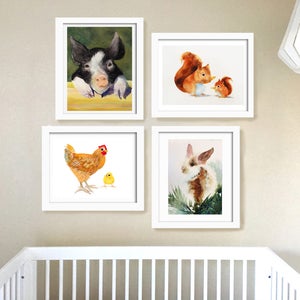 Watercolor Bunny Print, Rabbit Art, Nursery Baby Shower Gift, Girl's ...