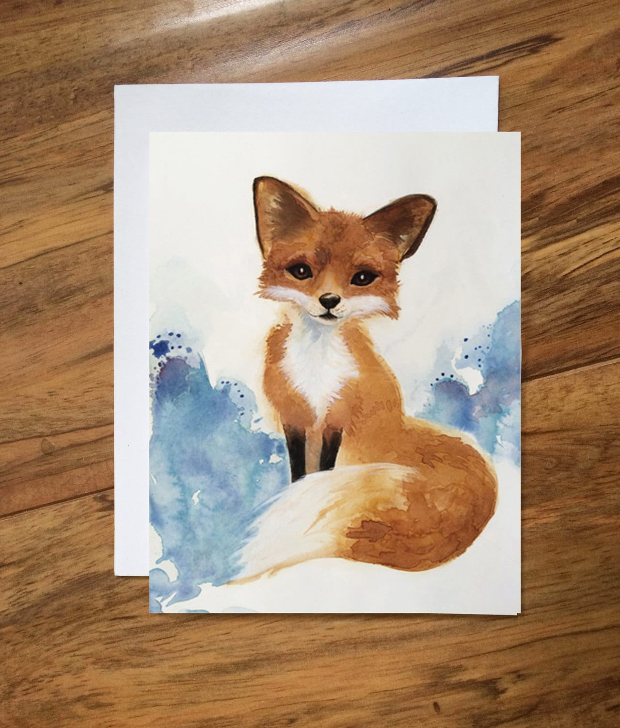 Fox Card Fox Greeting Card Pencil Art Blank Card Happy - Etsy
