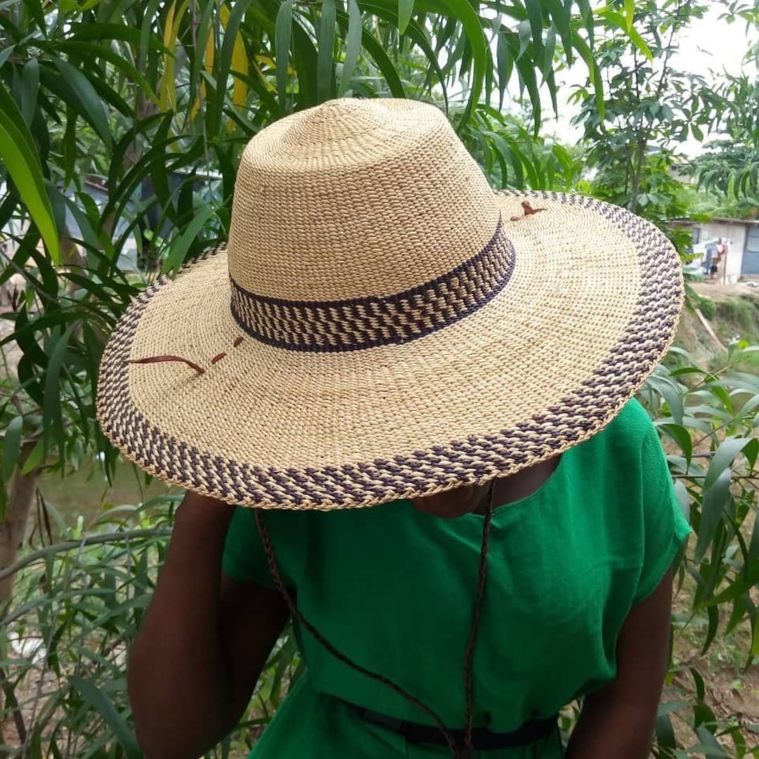 Handmade Ghana Straw Sun Hat: Woven Beach Hat, Wall Decor - Etsy