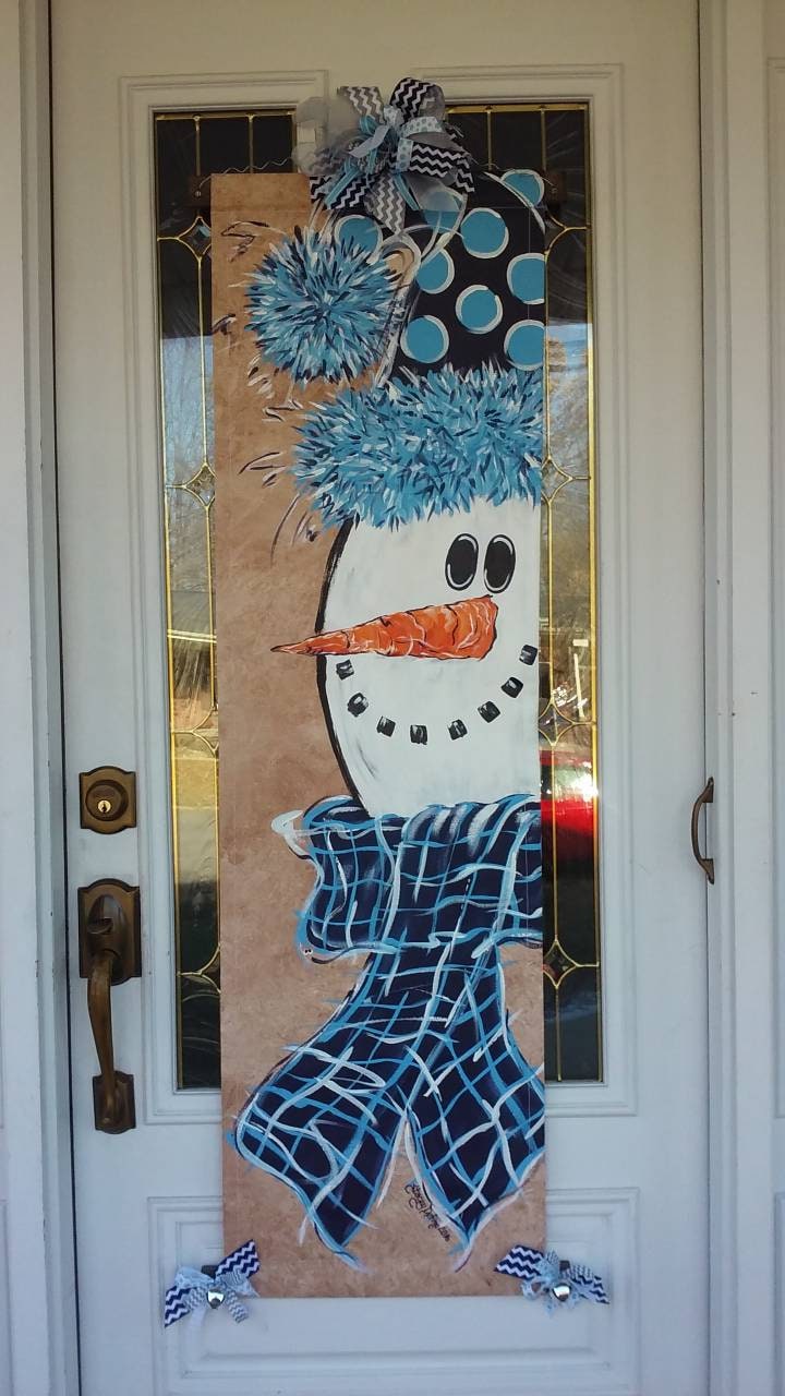 Snowman Door Decoration Door Hanger Winter Holiday Christmas - Etsy