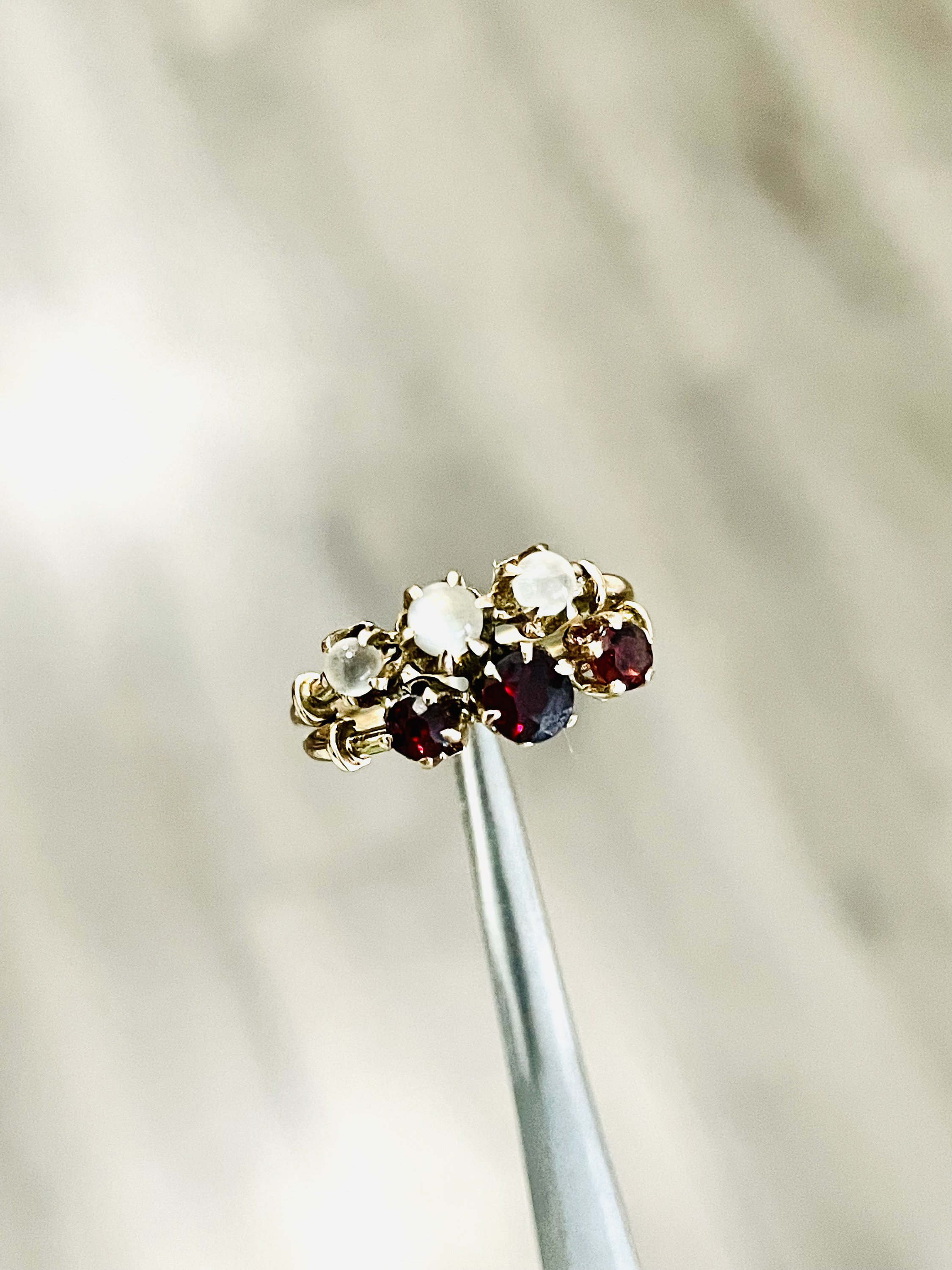 Victorian Triple Moonstone Orb & Garnet 10K Gold Ring Antique - Etsy.de