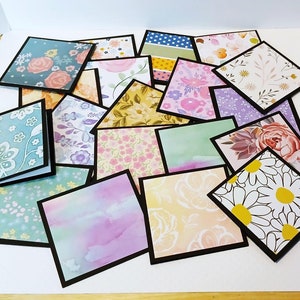 Mini Note Cards, Handmade Blank Note Cards, 3x3", Set of 10 Assorted ...