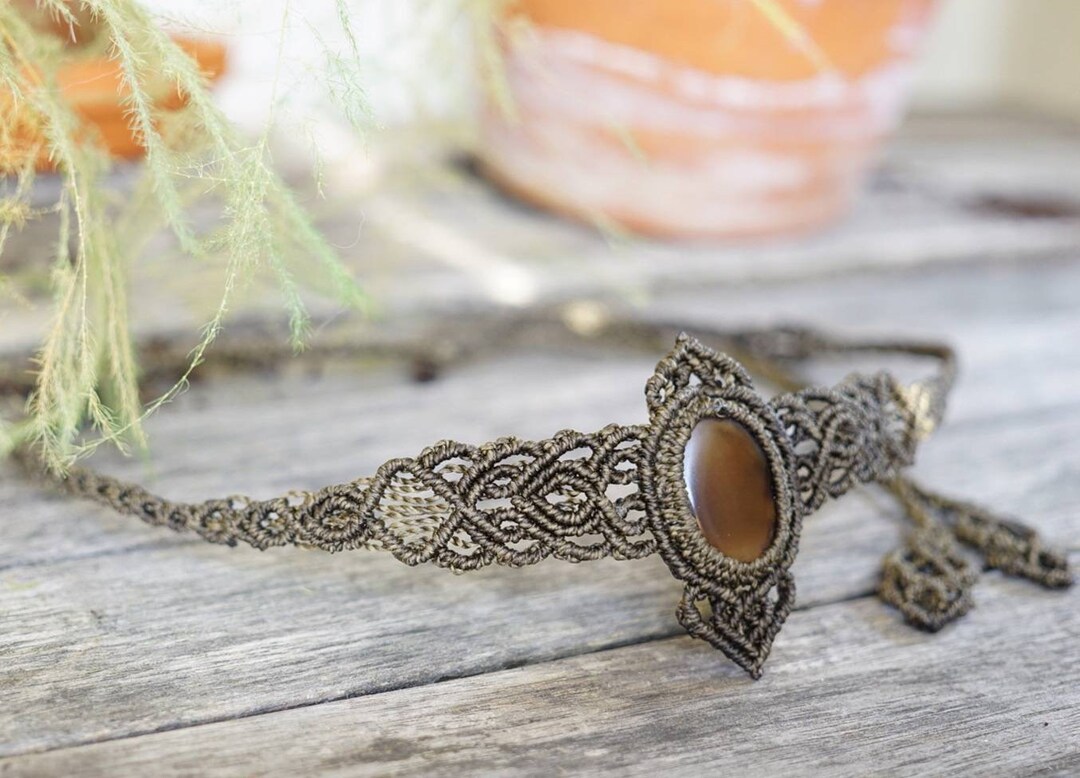 Handmade Macrame Headpiece With a Turquoise Gemstone, Boho Style - Etsy