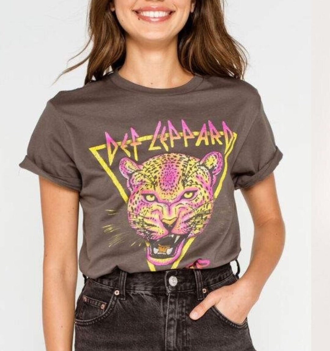 Def Leppard Neon Cat Boyfriend Tee - Officially Licensed - Etsy