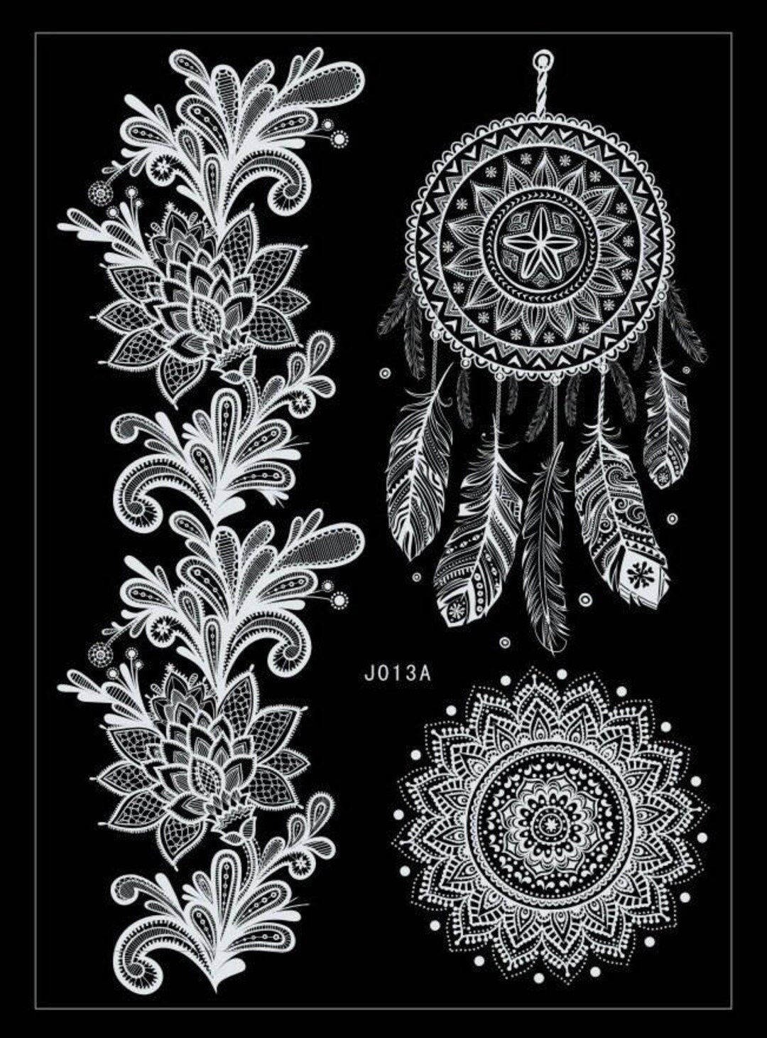 Tattoo Sticker Sheets, White Flower Tattoos, Dream Catcher Tattoos ...