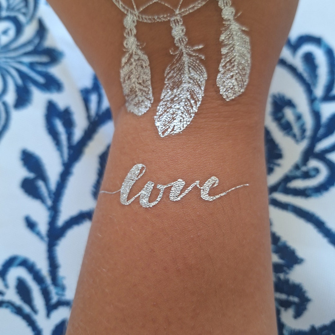Temporary Tattoo Favor - Love Tattoo Set - Pack of 10 Metallic ...