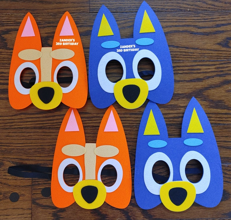 Personalized Bluey Felt Masks! Party Favors! Birthday Party! - Etsy