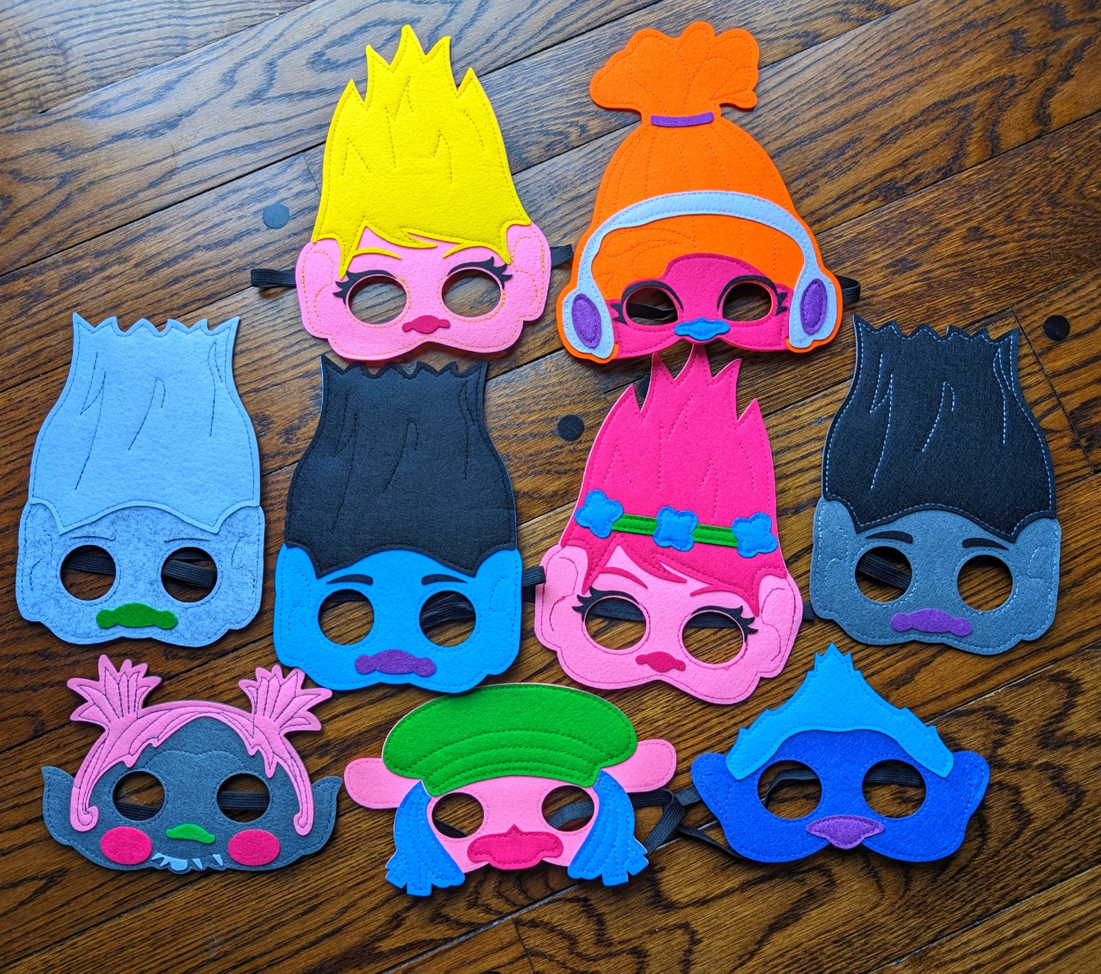 Personalized Trolls Felt Masks Trolls World Tour Birthday Party Favors ...