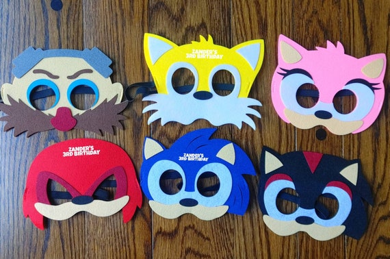 Personalized Sonic Felt Masks Sonic Party Favors Sonic - Etsy