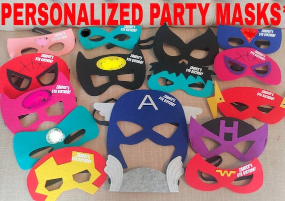 Superhero Party Masks Ready To Ship! Personalized Superhero Felt Masks