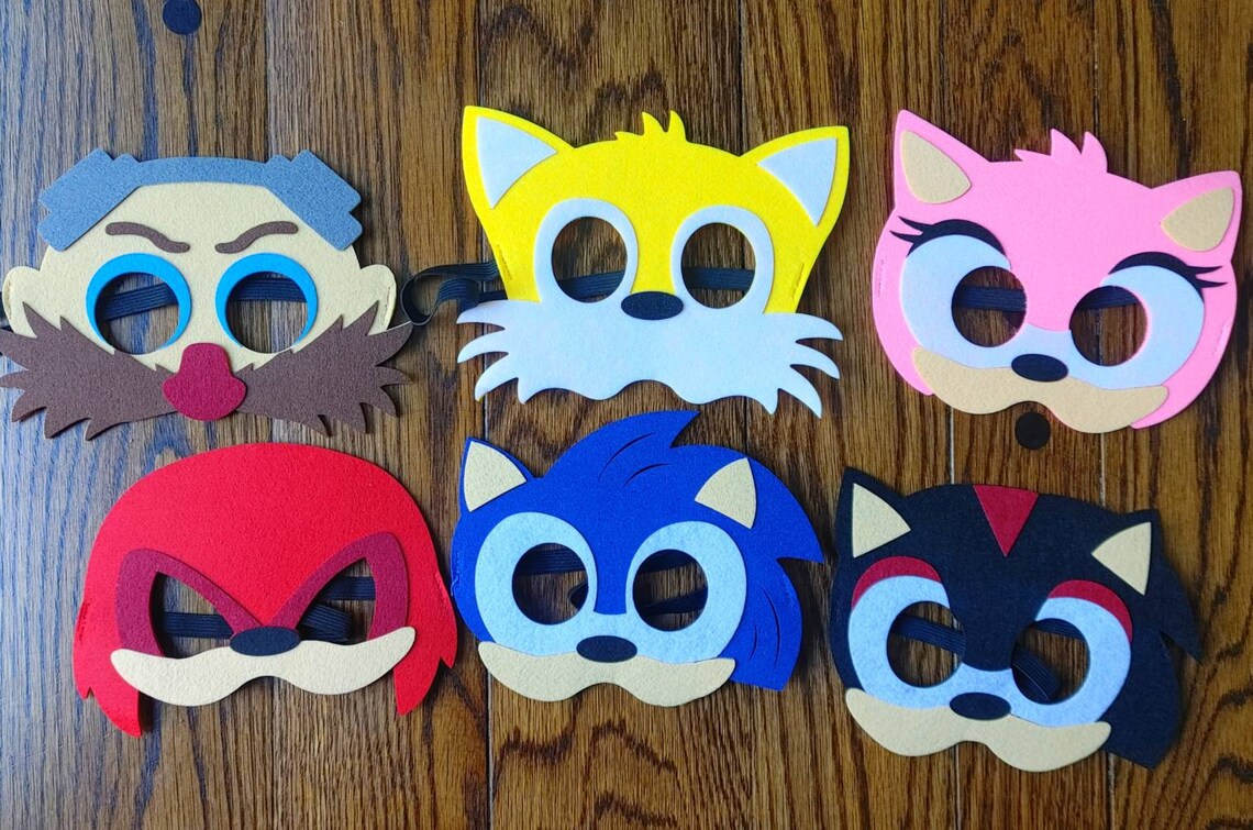 Personalized Sonic Felt Masks Sonic Party Favors Sonic - Etsy