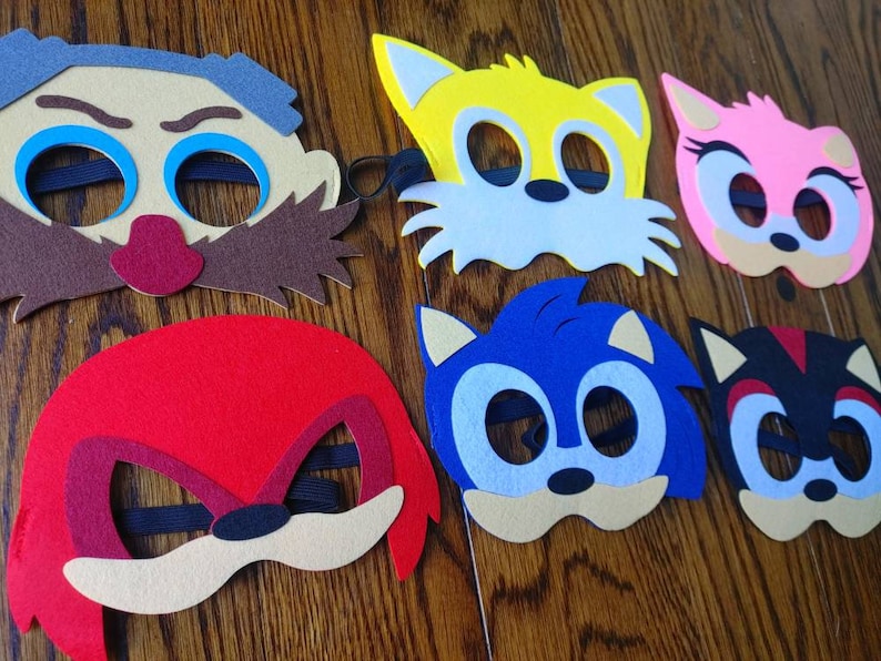 Personalized Sonic Felt Masks Sonic Party Favors Sonic - Etsy