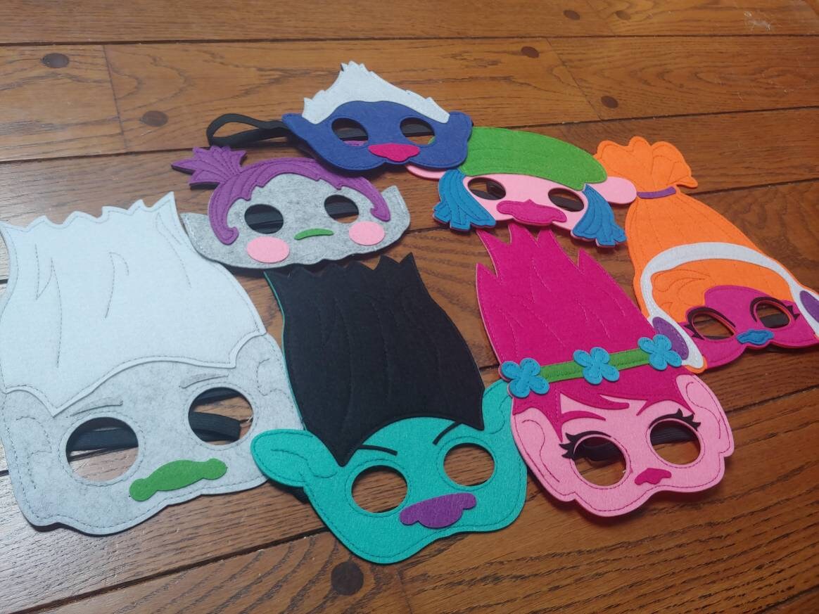 Personalized Trolls Felt Masks Trolls World Tour Birthday | Etsy