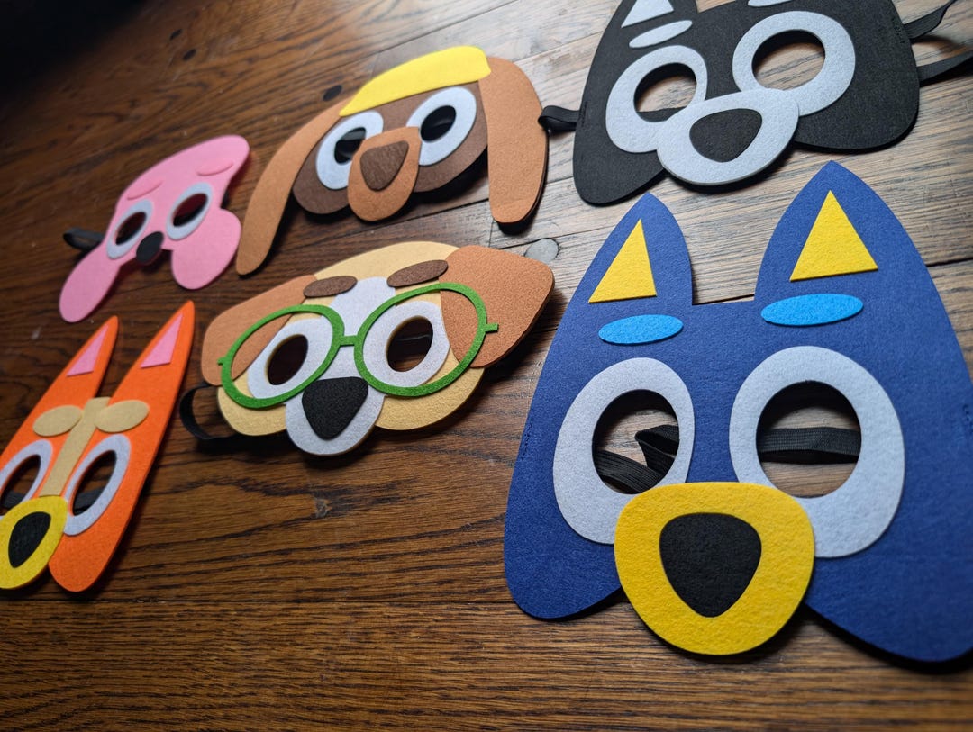 Personalized Bluey Felt Masks! Party Favors! Birthday Party! - Etsy