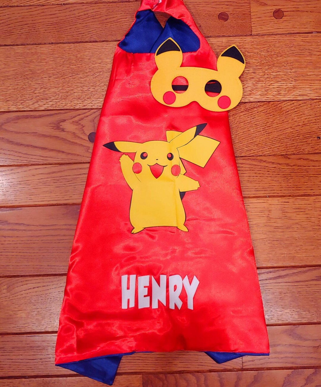 Personalized Pokemon Pikachu Satin Cape and Felt Mask Set - Etsy