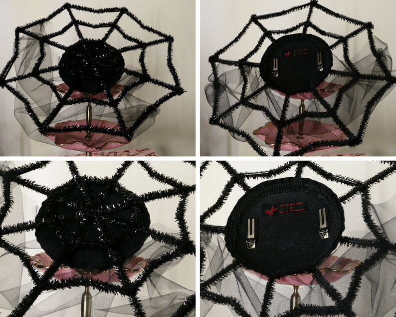 Vintage Inspired Large Black Spiders Web Fascinator Cocktail - Etsy