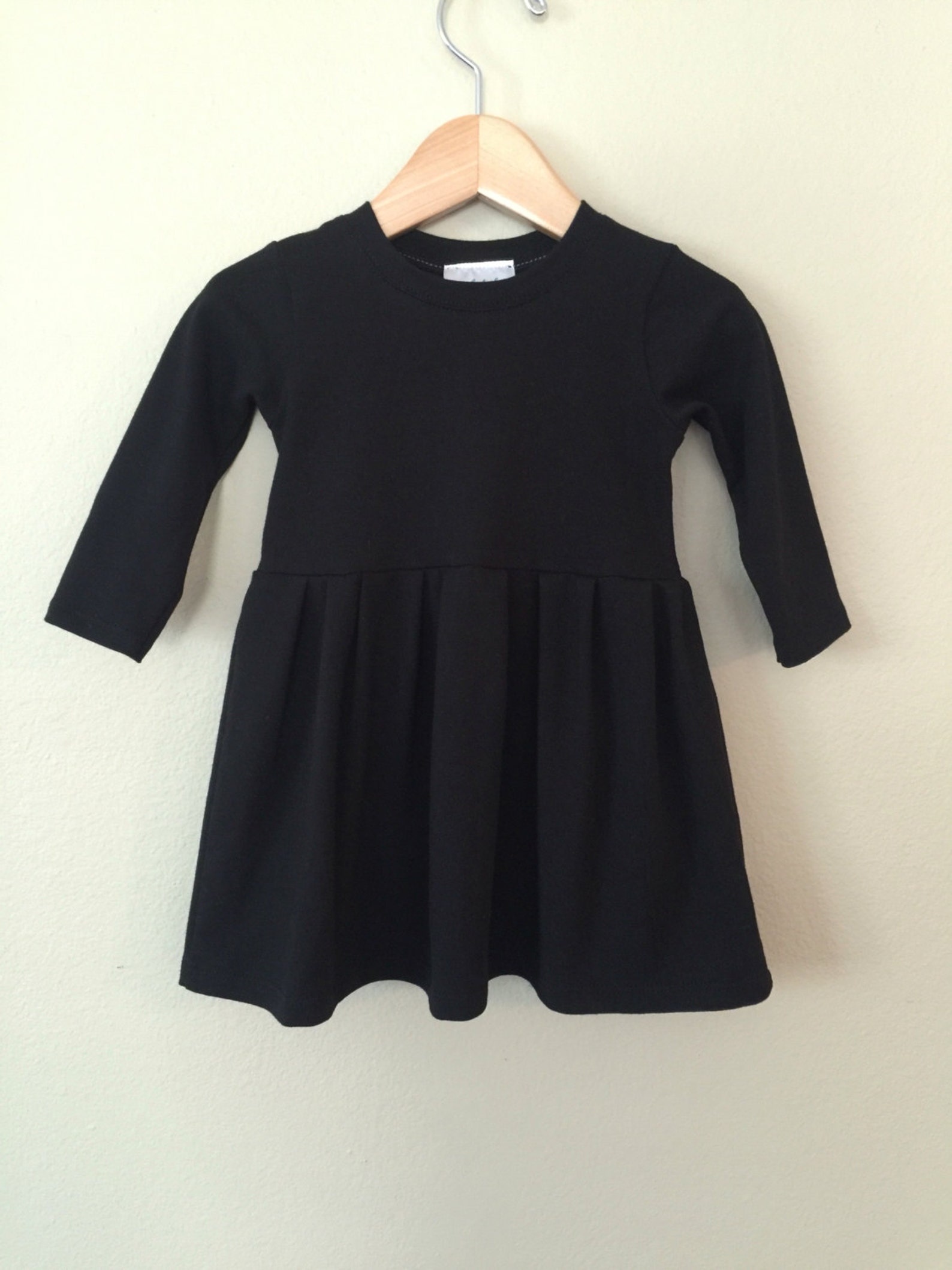 Baby Toddler Girl Dress - Long Sleeve - Made to Order -solid Black ...