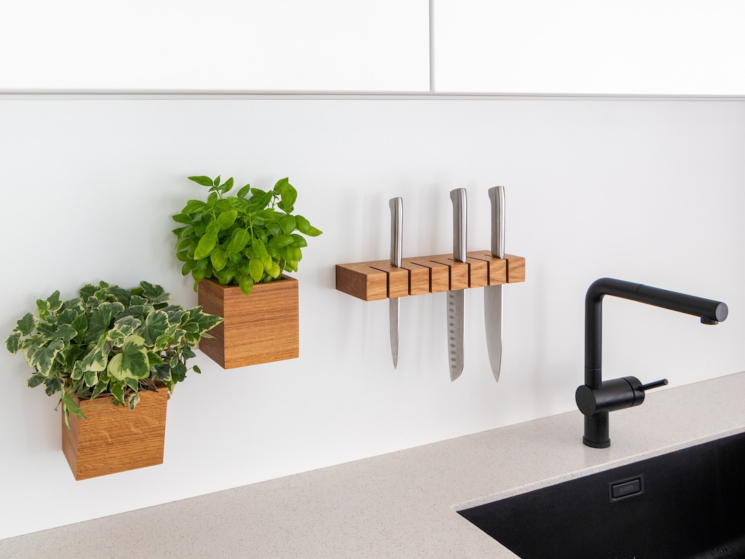 MAGNETIC Knife Block | Wooden Knife Holder With Magnets, Floating Knife ...