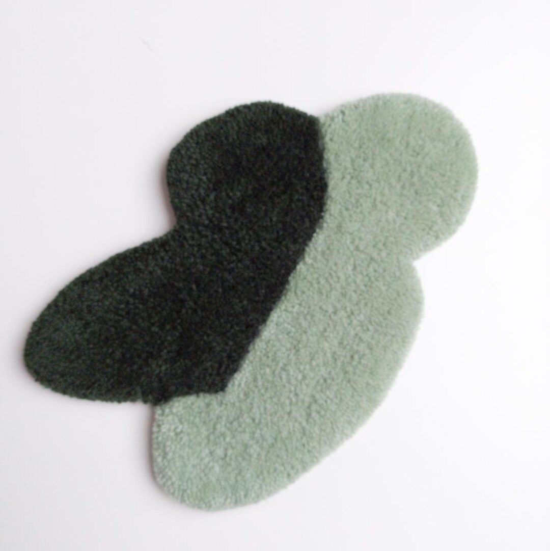 Tufted Wall Object With Organic Shape. Dark Green-light Green Bulb3 - Etsy