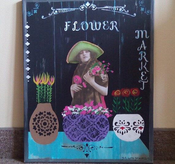 ORIGINAL Folk Art Collage Painting by New England Folk | Etsy