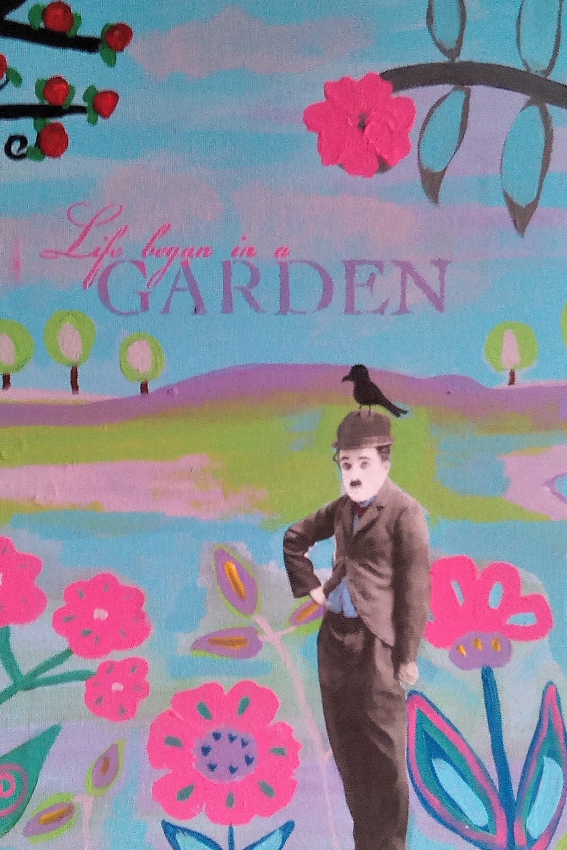 Original Collage Folk Art Painting by New England Folk - Etsy