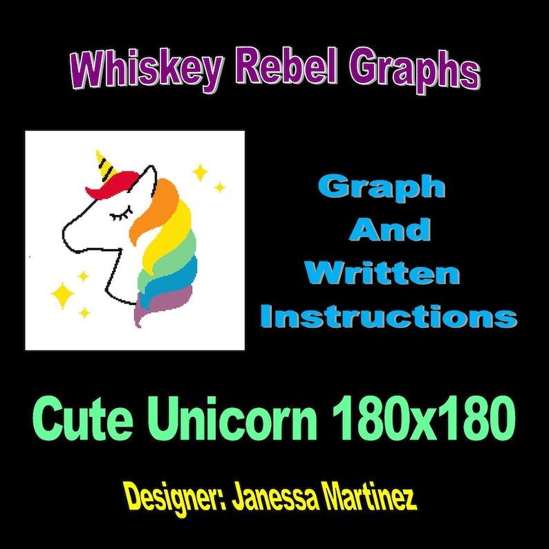 Cute Unicorn Graphghan Chart and Written Instructions - Etsy