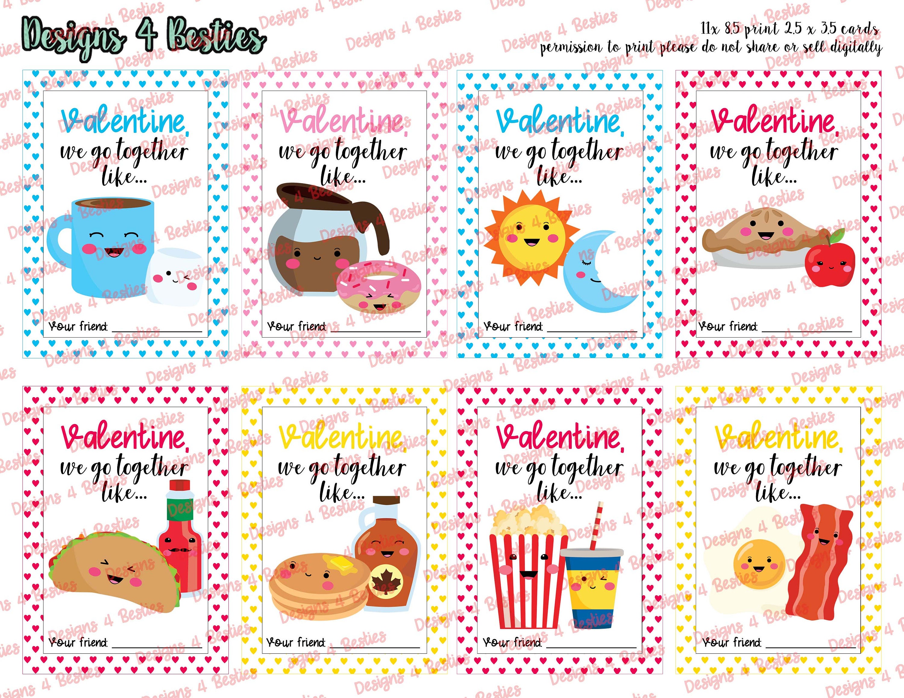 Go Together Printable Valentine's Day Cards Digital Images - Etsy