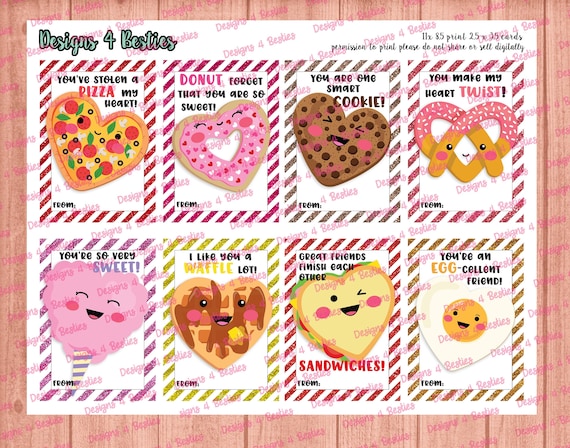 Cute Food Sayings Printable Valentine's Day Cards Digital - Etsy