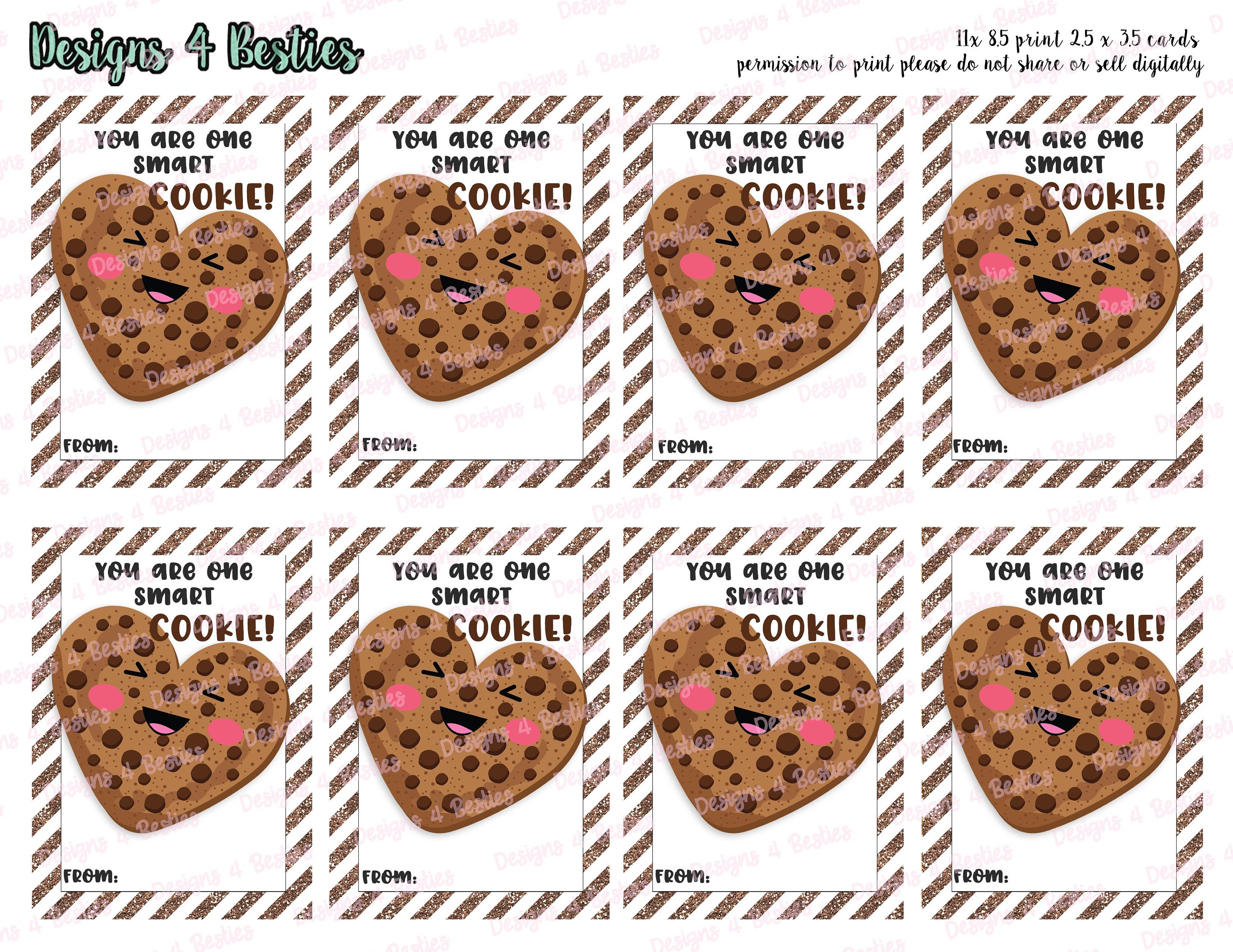All Cookies Cute Food Sayings Printable Valentine's Day Cards- Digital ...