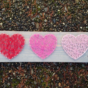 MADE TO ORDER Three Heart String Art Red and Pink Hearts - Etsy