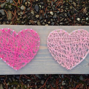 MADE TO ORDER Three Heart String Art Red and Pink Hearts - Etsy