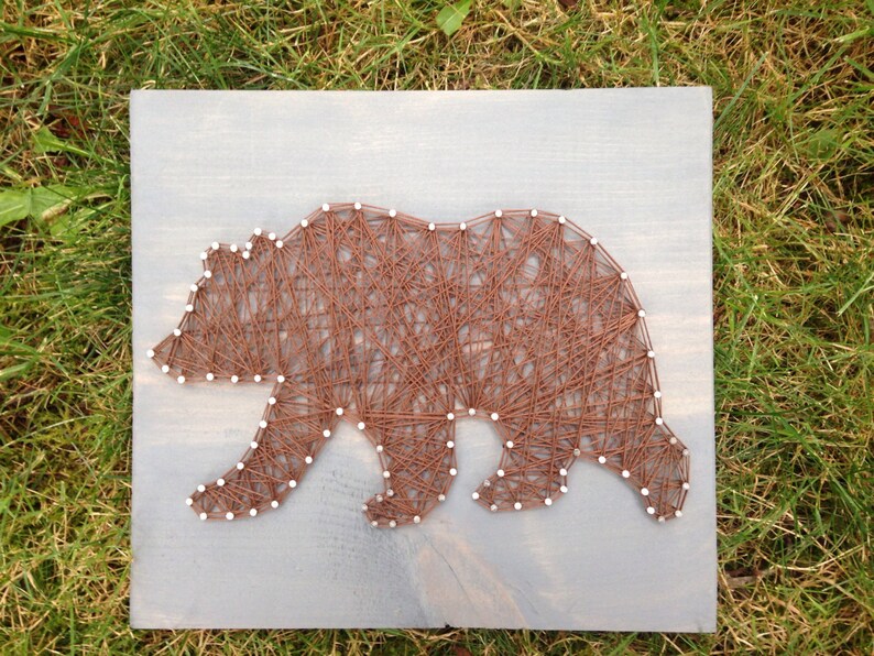MADE TO ORDER Grizzly Bear String Art Brown Bear Decor | Etsy