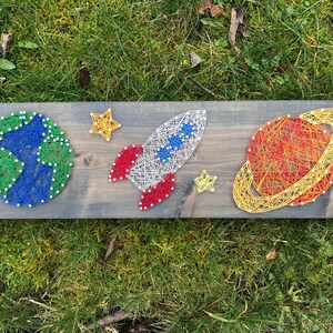 MADE TO ORDER Outer Space String Art Earth Rocketship and - Etsy