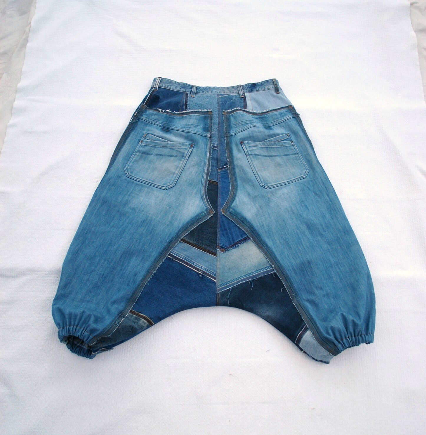 Aladdin Pants Size XXL in Patchwork of Recycled Jeans, Women's or Men's ...