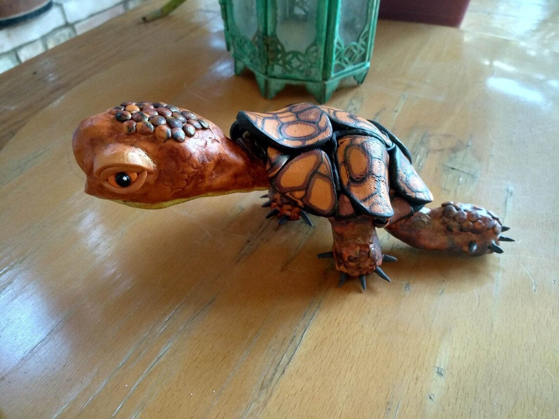 New Polymer Clay Handmade Box Turtle, Decorative Turtle Hand Sculpted ...