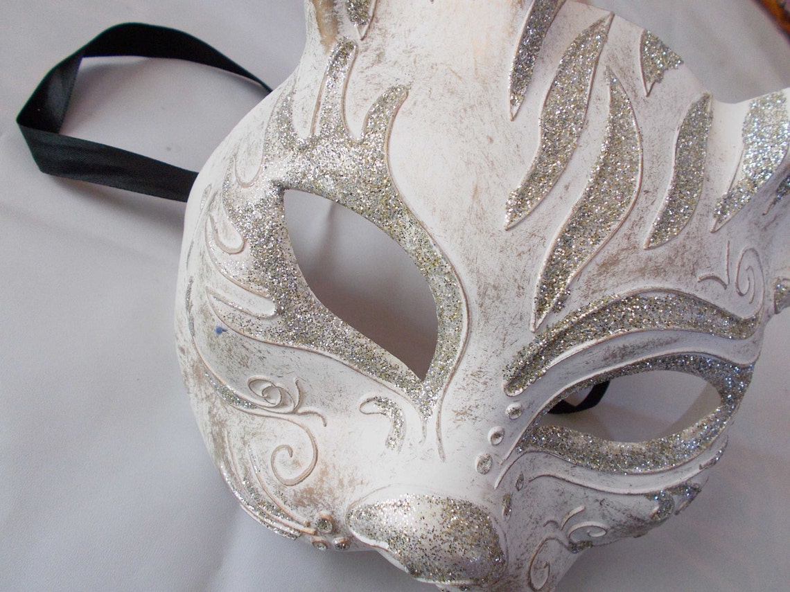 Gatto Mask Masquerade Handmade of Plaster and Putty, Cat Mask, Half ...