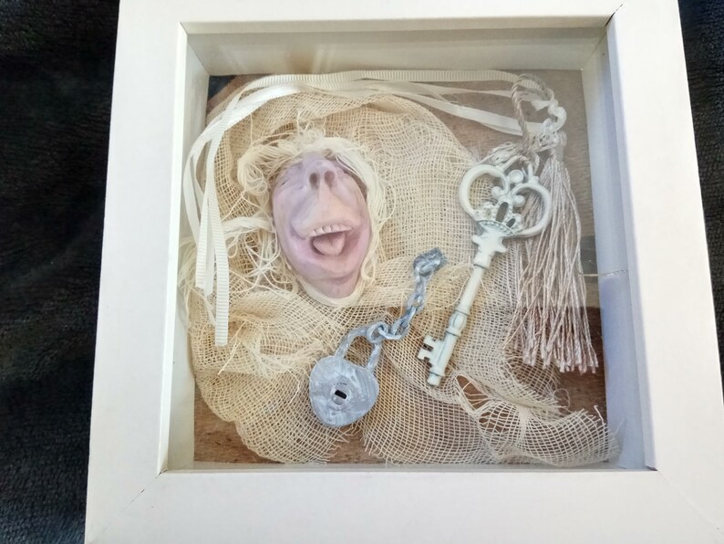 Polymer Clay Ghost Head in Shadow Box Totally Hand Sculpted - Etsy