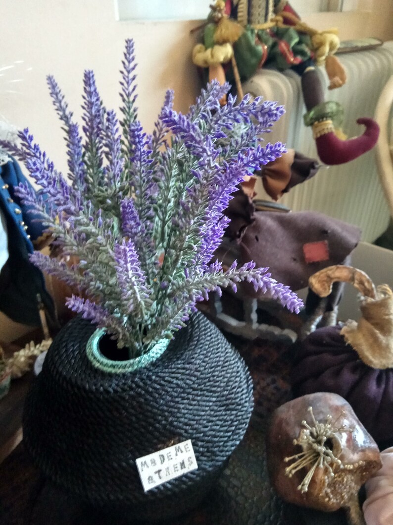 Rope Cotton Vase in Black Handmade Vase Soft Sculpting Table ...