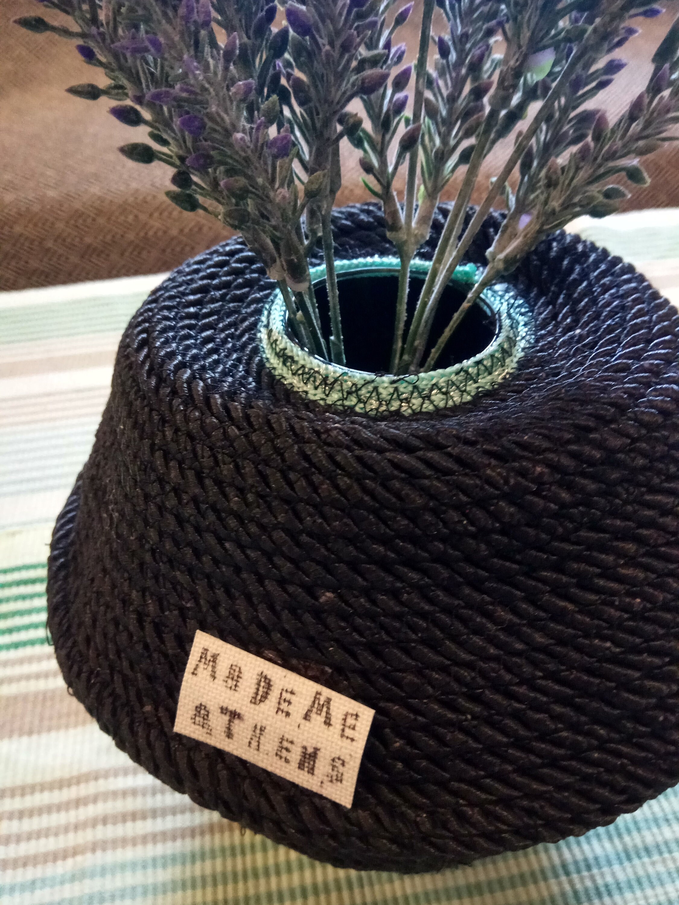Rope Cotton Vase in Black Handmade Vase Soft Sculpting Table ...