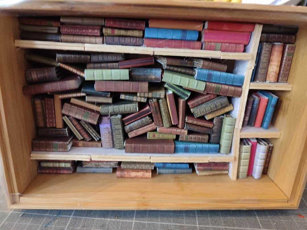 Wooden Box Diorama Small Library, Bookshelves With Books House ...