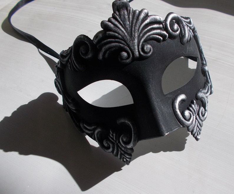 Half Face Goth Style Mask, Handmade and Handpainted Black and Grey ...