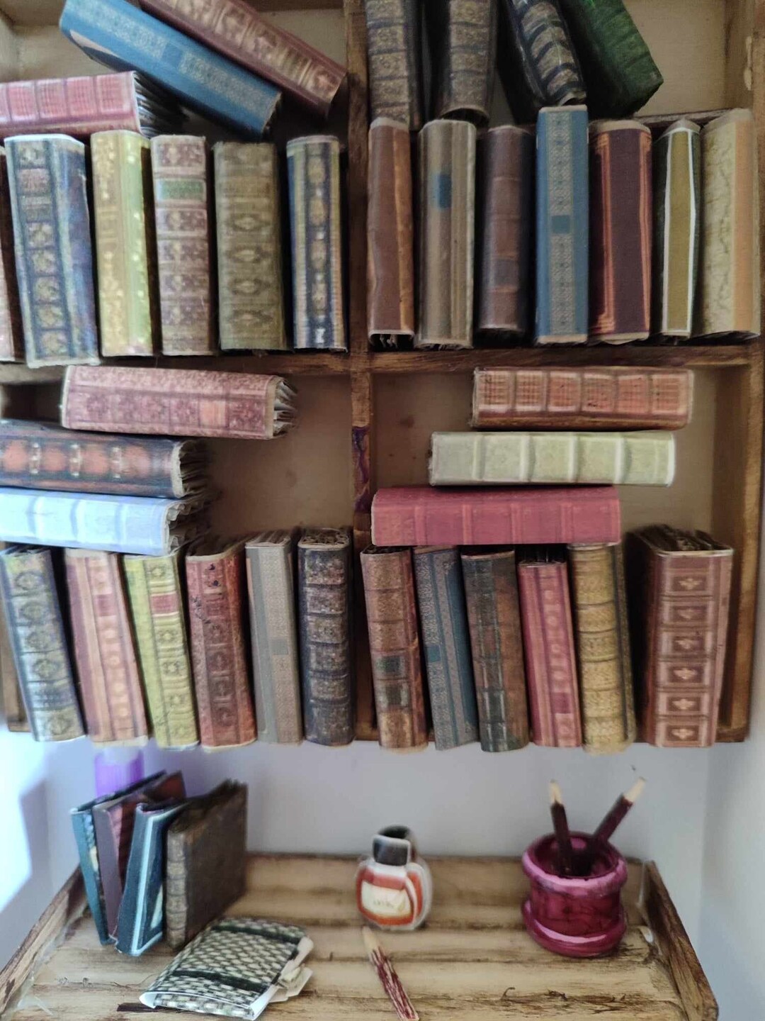 Handmade Miniature Bookcase Diorama: Vintage Office Desk Art - Etsy