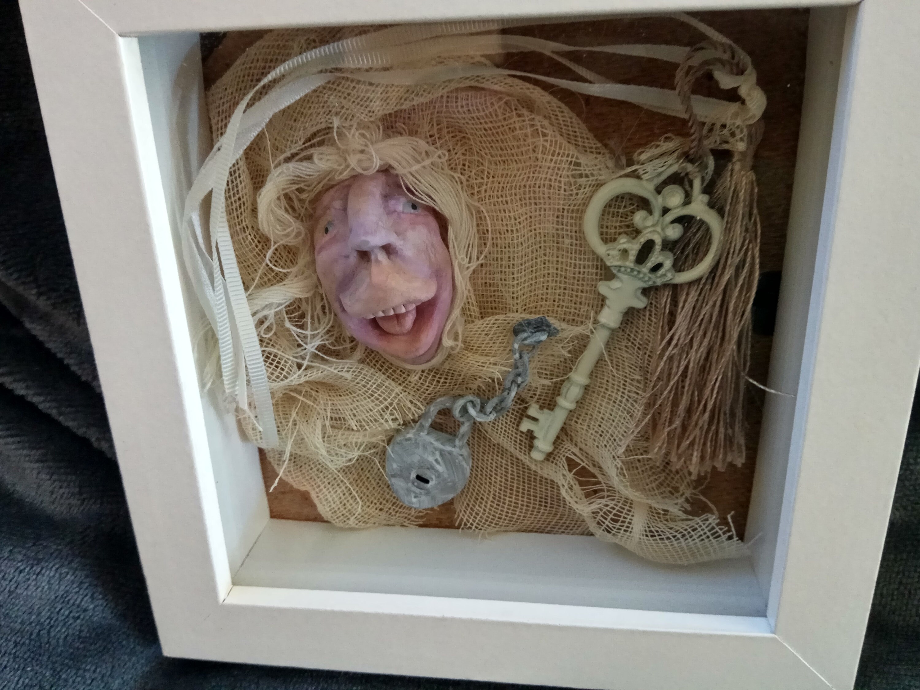 Polymer Clay Ghost Head in Shadow Box Totally Hand Sculpted - Etsy