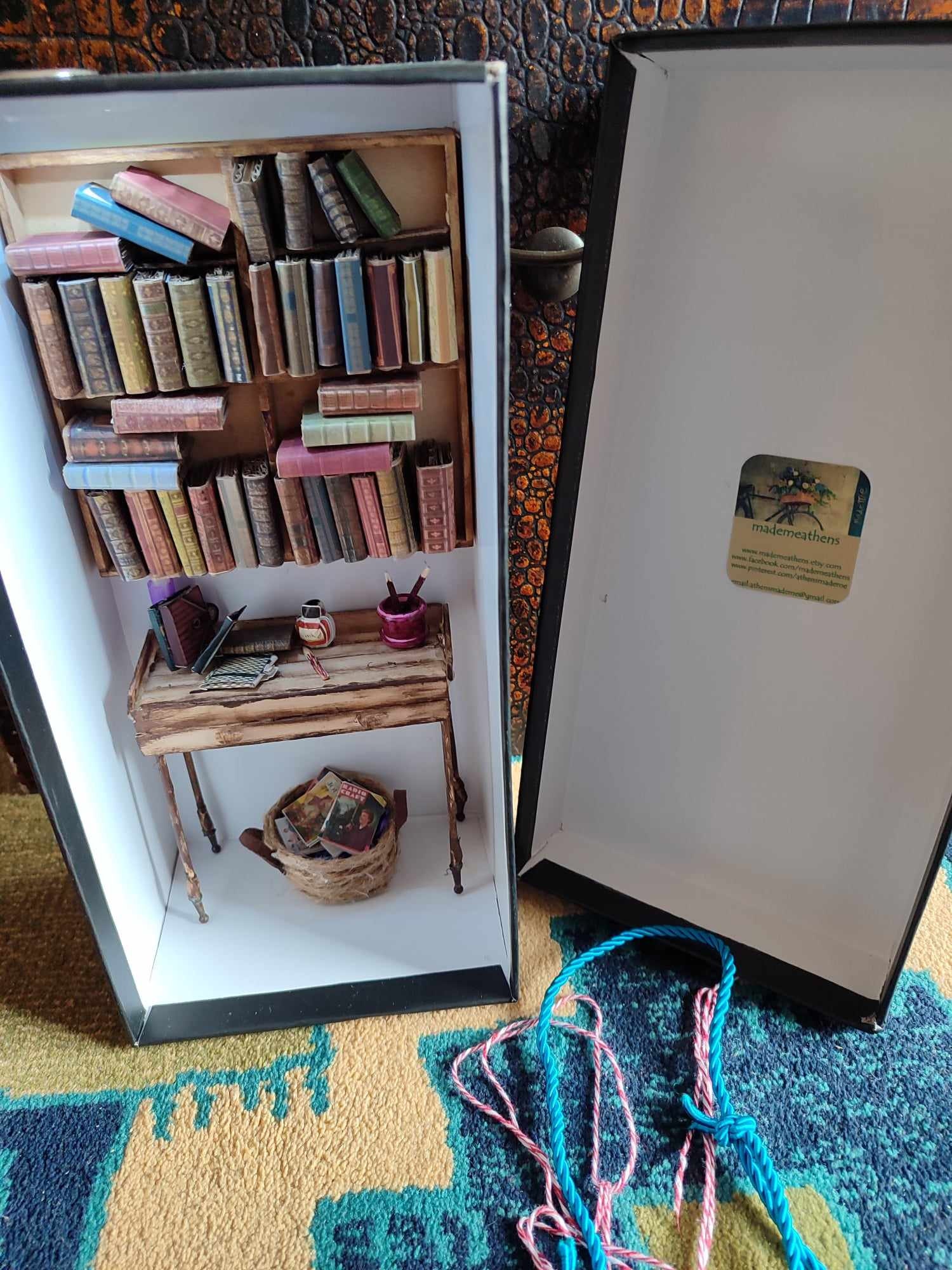 Bookcase Diorama Box Vintage Office Desk Totally Handmade Bookcase ...