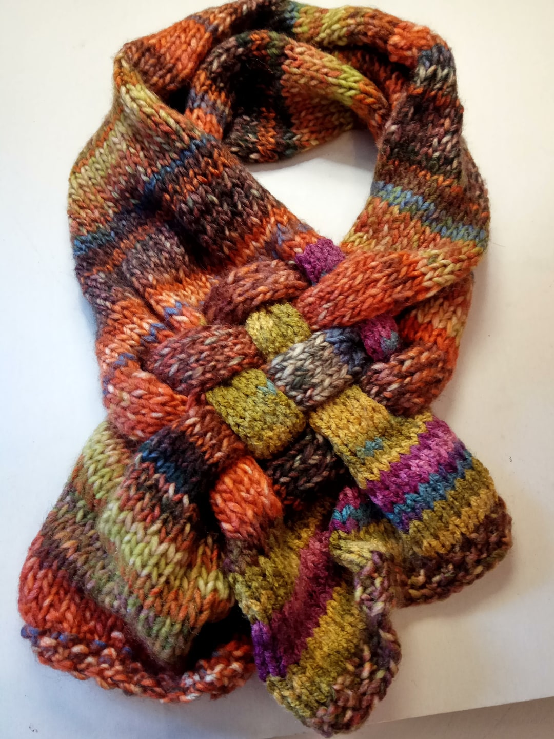 Neck Wrap Scarf Hand Knitted Multicolour Hand Braided Appox 16 Long ...