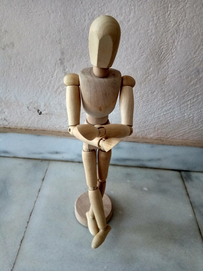 Artist's Dummy Wooden Manequin Standing Wooden Base 12" Tall (30cm ...