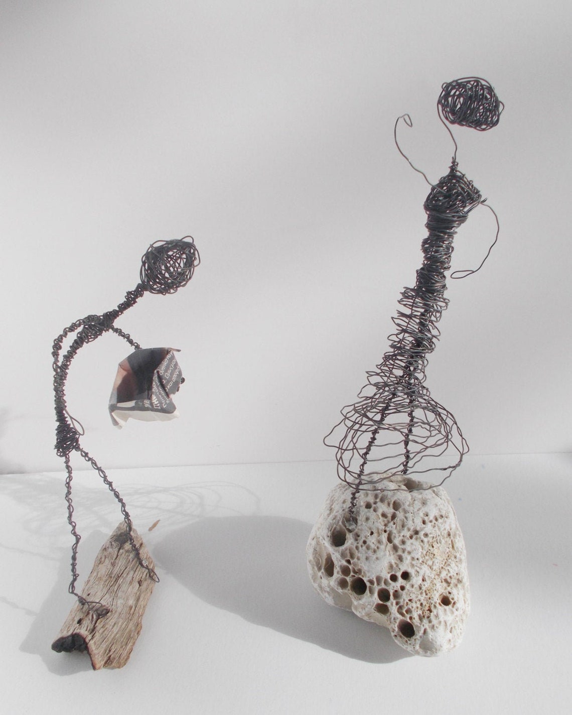 Wire Figurines Lady and Sir, Handmade Male and Female Figurines, Wire ...