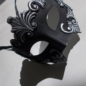 Half Face Goth Style Mask, Handmade and Handpainted Black and Grey ...